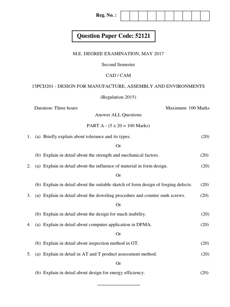 Question Paper Code: 52121: Reg. No. | PDF