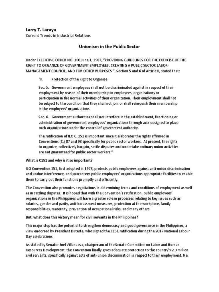 Unionism in The Public Sector | PDF | International Labour Organization ...