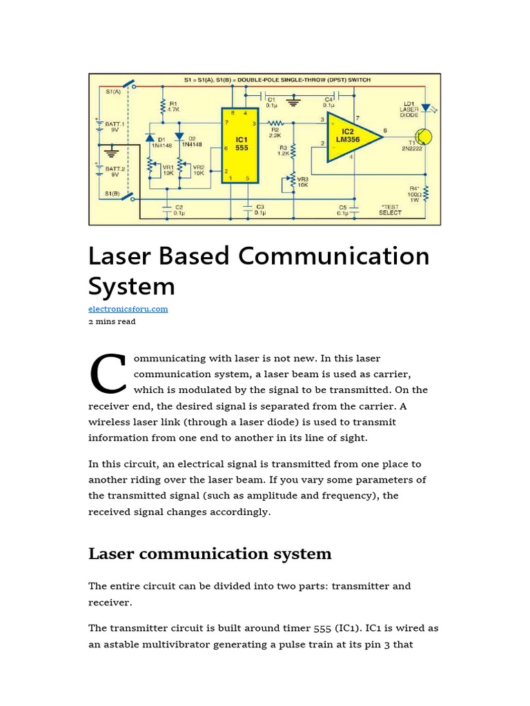 Laser Based Communication System PDF | PDF | Electronic Circuits | Transmitter