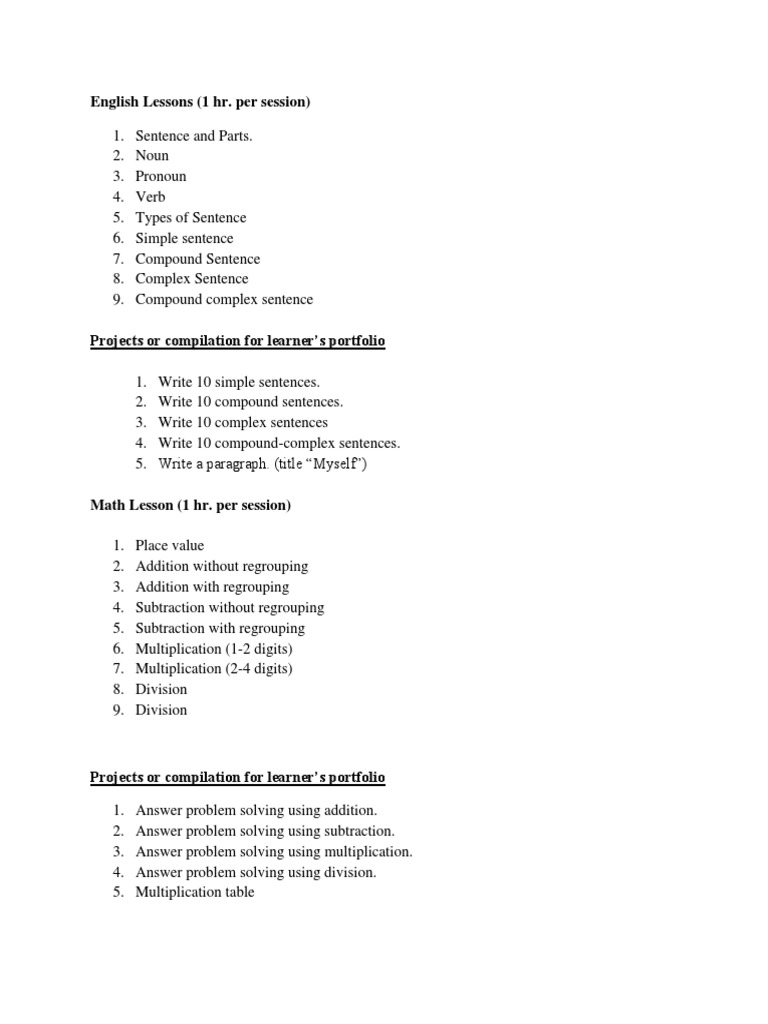 English Lessons (1 Hr. Per Session) | PDF