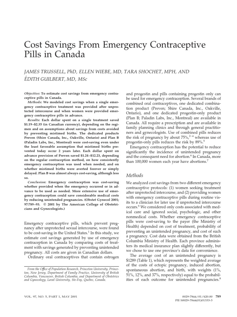 Cost Savings From Emergency Contraceptiv PDF | PDF | Unintended ...