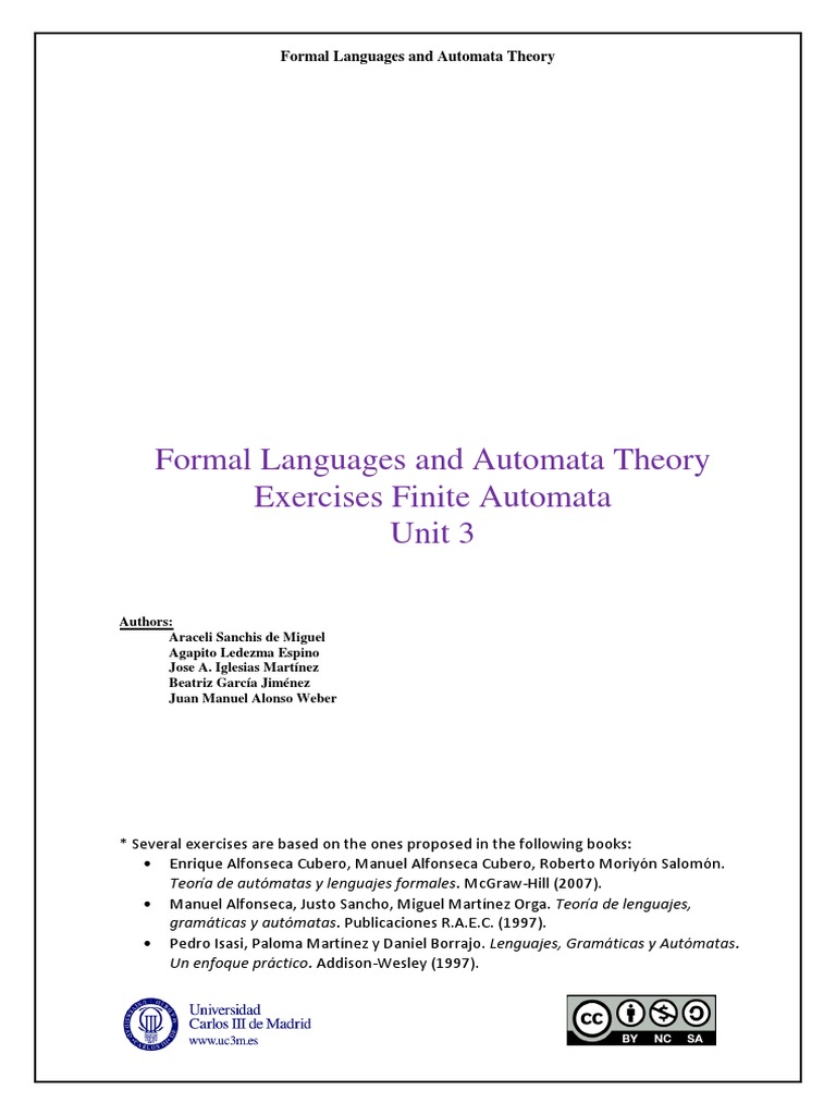 Formal Languages and Automata Theory Exercises Finite Automata Unit 3 ...