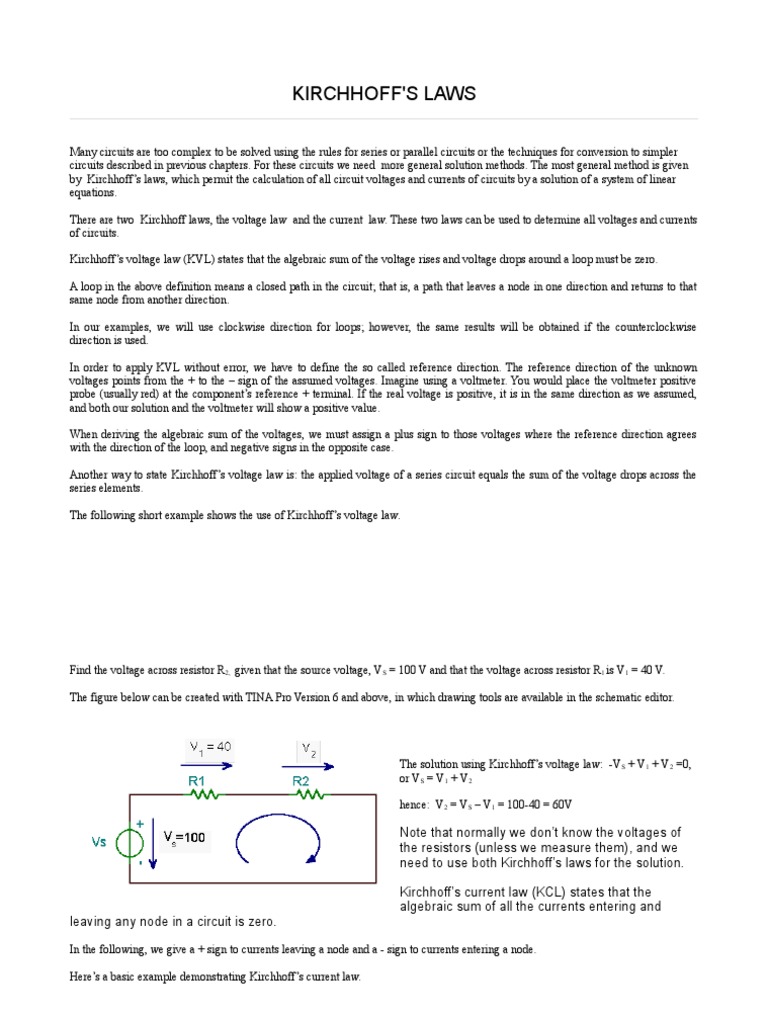 Kirchhoff Law | PDF | Electrical Network | Voltage