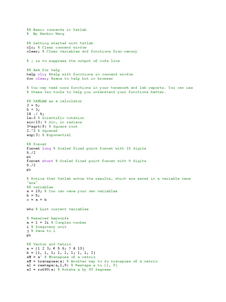 Basic Commands In Matlab Trigonometric Functions Sine Free 30 Day Trial Scribd
