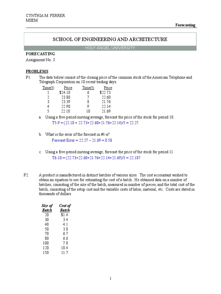 Assignment #3 (Forecasting) | PDF | Forecasting | Correlation And Dependence