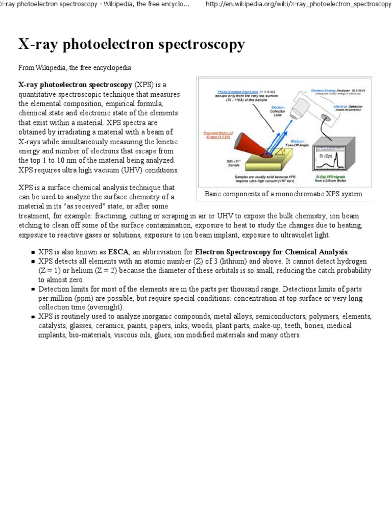 X-Ray Photoelectron Spectro... | PDF | X Ray Photoelectron Spectroscopy ...