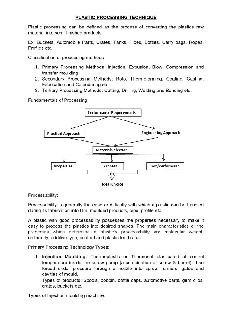 Overview of Plastic Processing Techniques | PDF | Organic Polymers ...