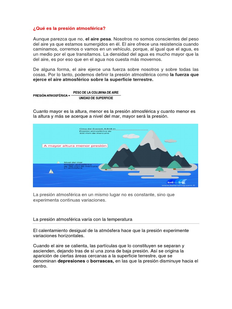 Trabajo Sobre La Presion Atmosferica | PDF | Presión atmosférica ...