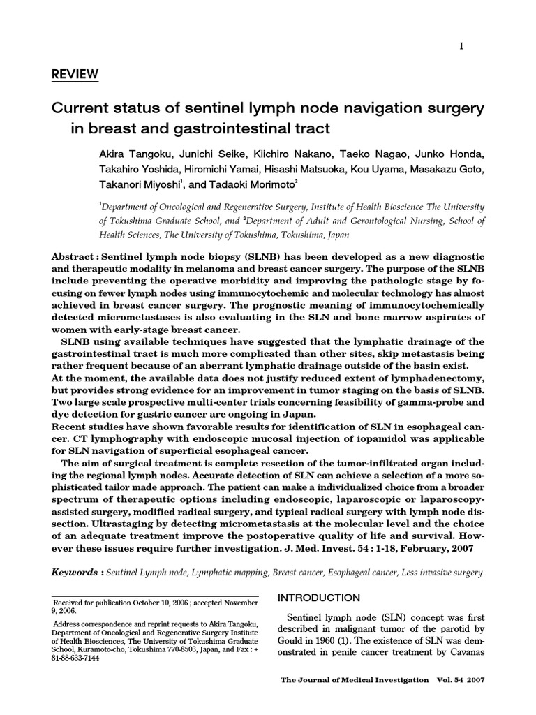 Sentinel Lymph Node Surgery Insights | PDF | Metastasis | Cancer