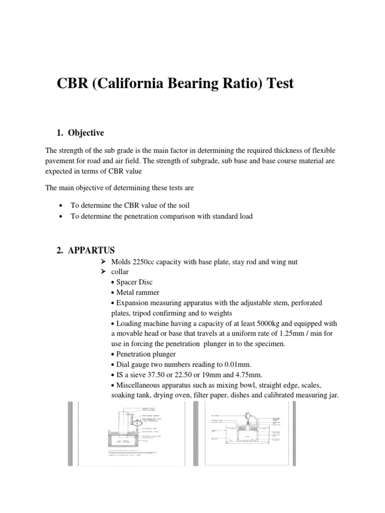CBR (California Bearing Ratio) Test: 1. Objective | PDF | Materials ...