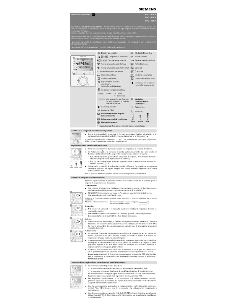 Istruzioni operative RDG100KN RDG160KN RDG165KN: Bassa Media Alta