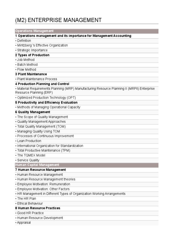 (M2) Enterprise Management | PDF
