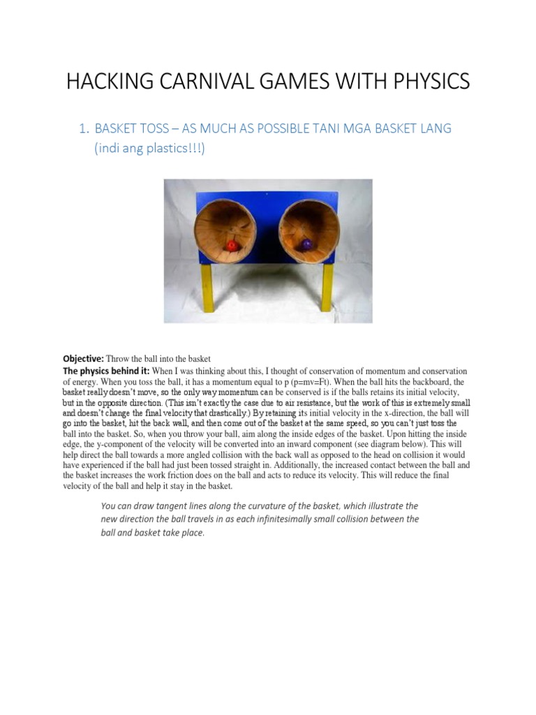 Winning Carnival Games with Physics | PDF | Balloon | Collision