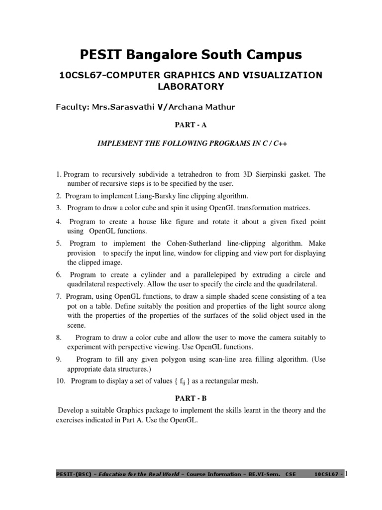 CG Labmanual CG | PDF | 3 D Computer Graphics | Fractal