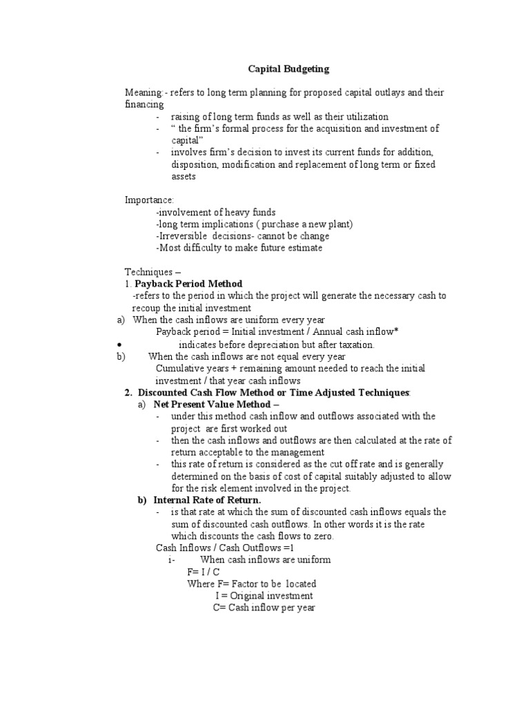 Capital Budgeting Theories Explained | PDF | Capital Budgeting | Net ...
