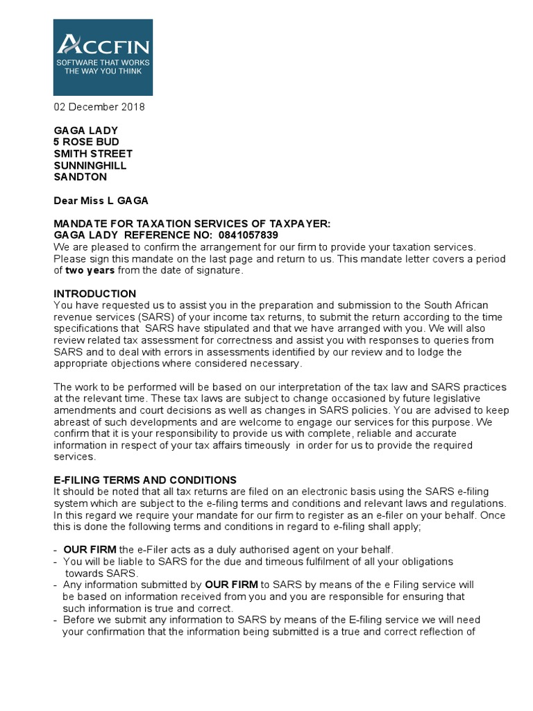 Mandate Letter | Tax Return (United States) | Taxpayer