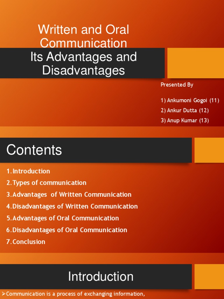 Advantages of Oral and Written Communication | PDF | Neuropsychological ...