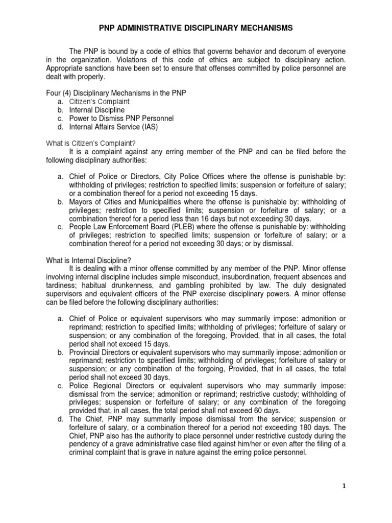 PNP Administrative Disciplinary Mechanisms | PDF | Asset Forfeiture ...