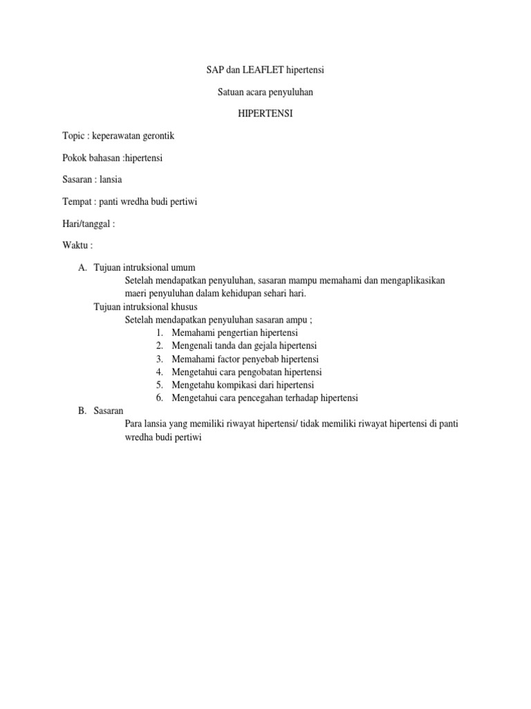 SAP Dan LEAFLET Hipertensi | PDF