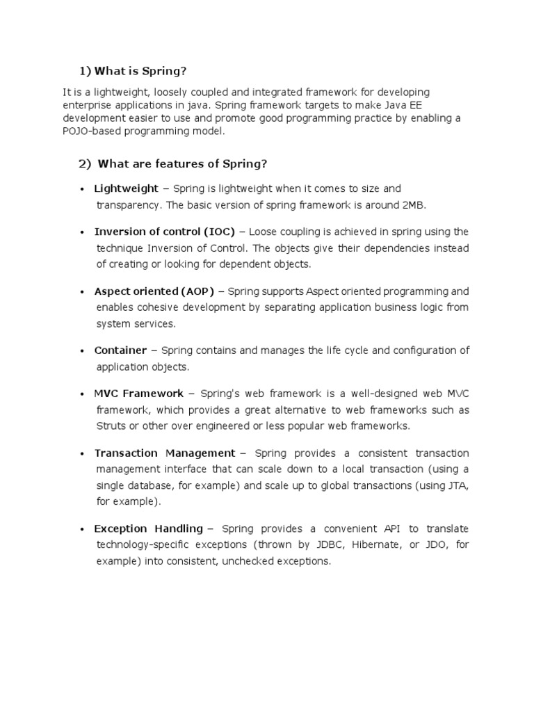 1 What Is Spring Pdf Spring Framework Object Oriented Programming
