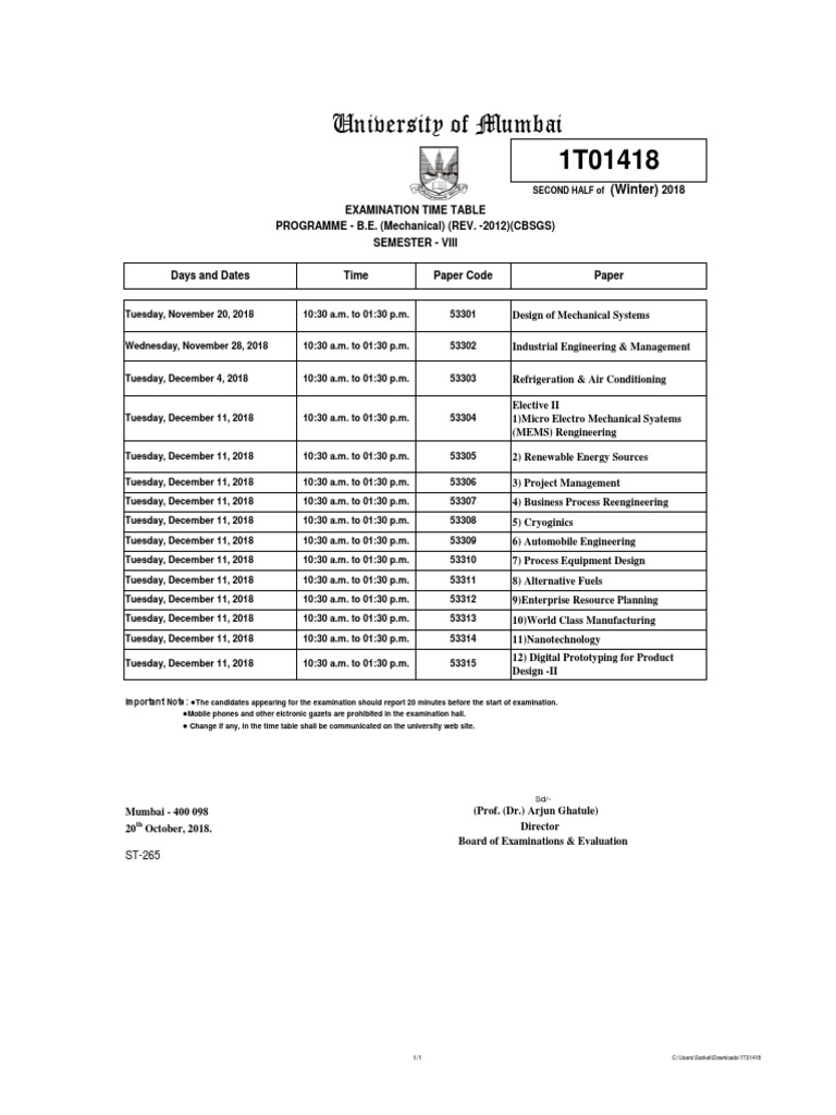 University of Mumbai: (Winter) | PDF | Science And Technology