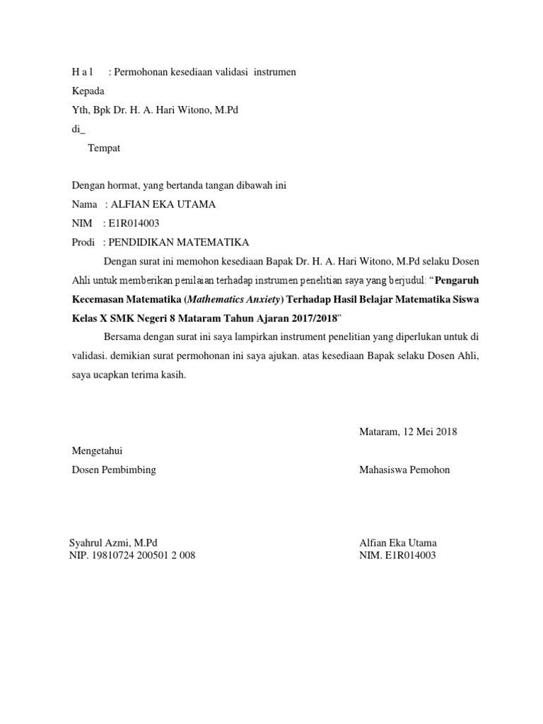 Surat Validator Ahli | PDF