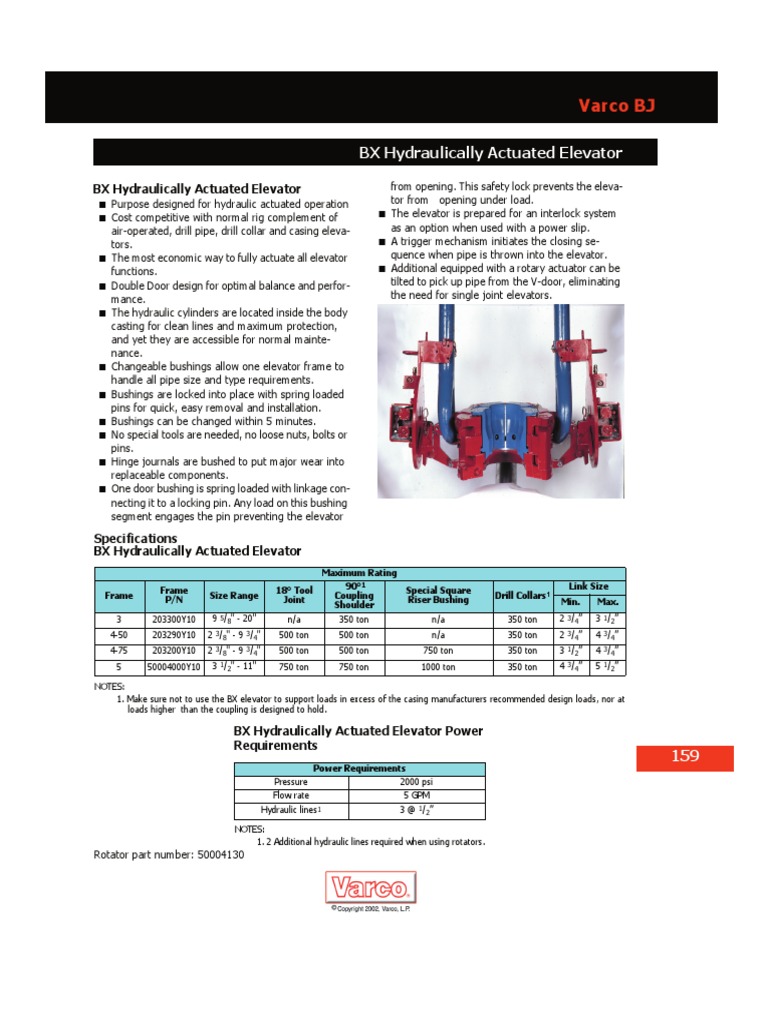 Varco - Elevadores PDF | PDF | Elevator | Drilling Rig