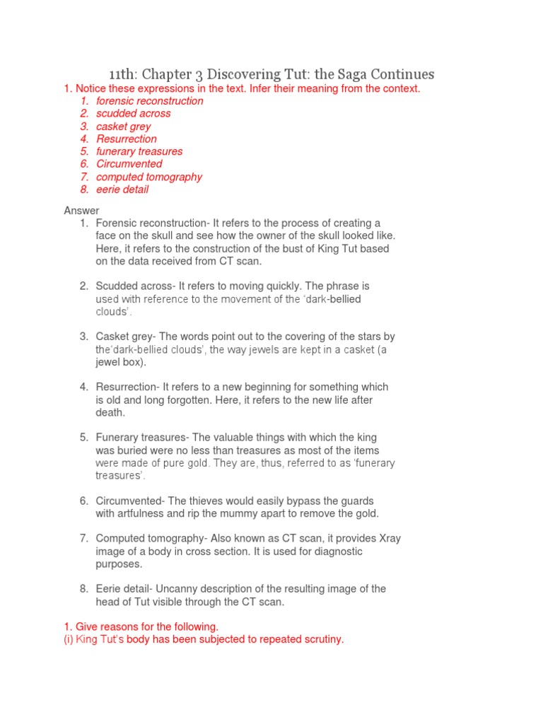 Discovering Tut: CT scans reveal eerie details | PDF | Tutankhamun ...