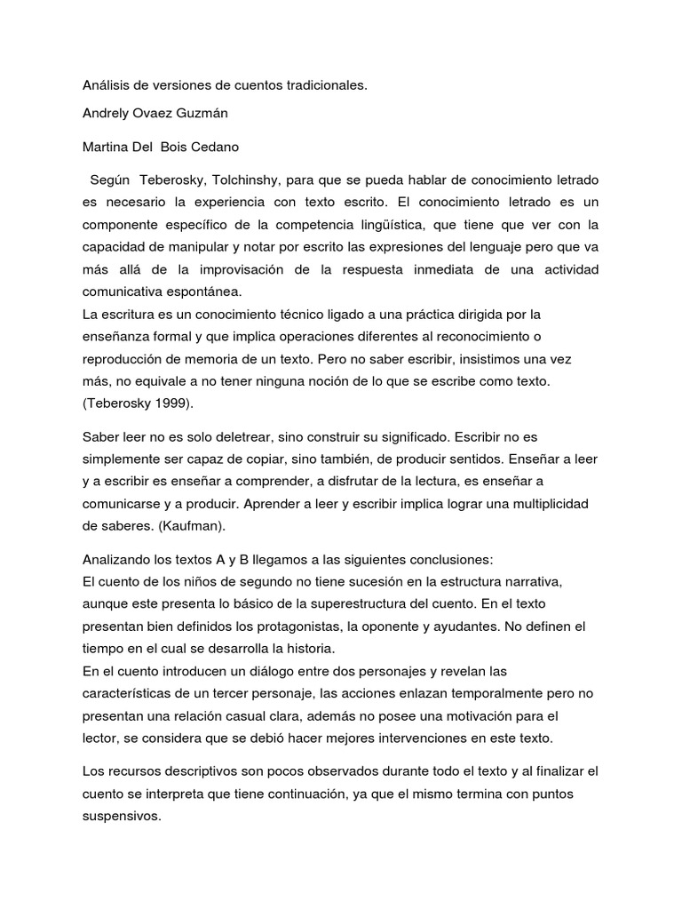 Análisis de Cuentos Infantiles | PDF | Escritura | Cuentos