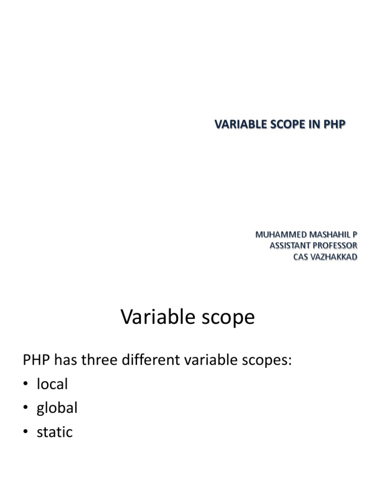 Variable Scope in PHP | PDF