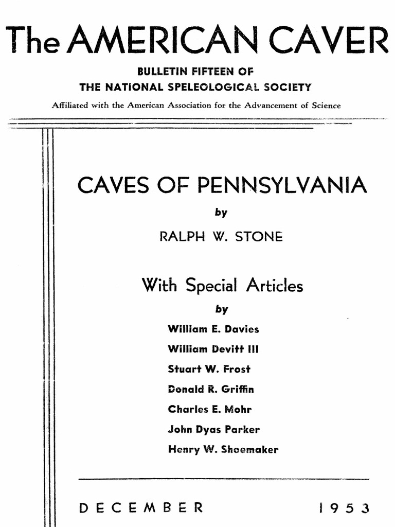 Caves of Pennsylvania Ralph Stone 1953 NSS Bulletin 15 Part 1 | PDF