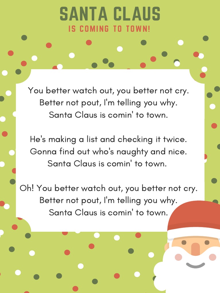 Christmas Reading Santa Claus Is Coming To Town PDF