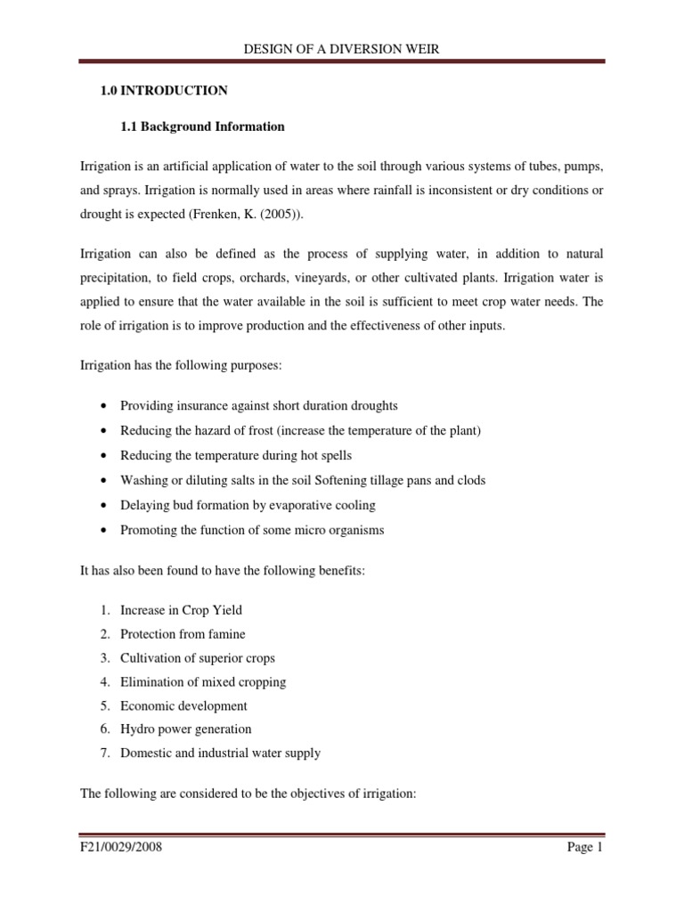 Design Weir Diversion PDF | PDF | Irrigation | River