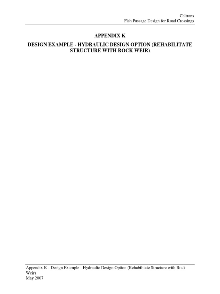 Appendix K Design Example - Hydraulic Design Option (Rehabilitate ...