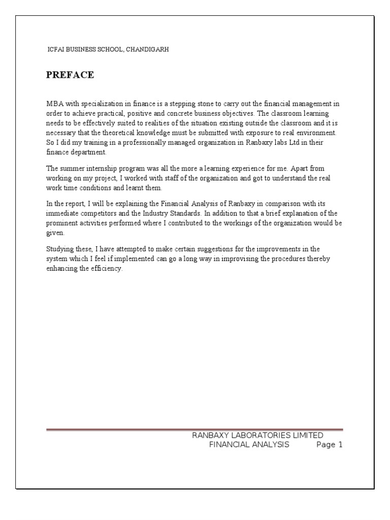 Preface: Icfai Business School, Chandigarh | PDF | Pharmaceutical ...