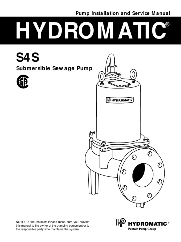 Hydromatic: Submersible Sewage Pump | Implied Warranty | Pump