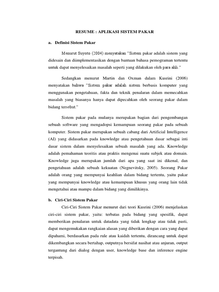 RESUME - Sistem Pakar | PDF
