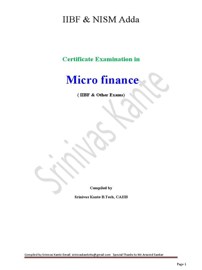 Microfinance PDF | PDF | Microfinance | Securitization