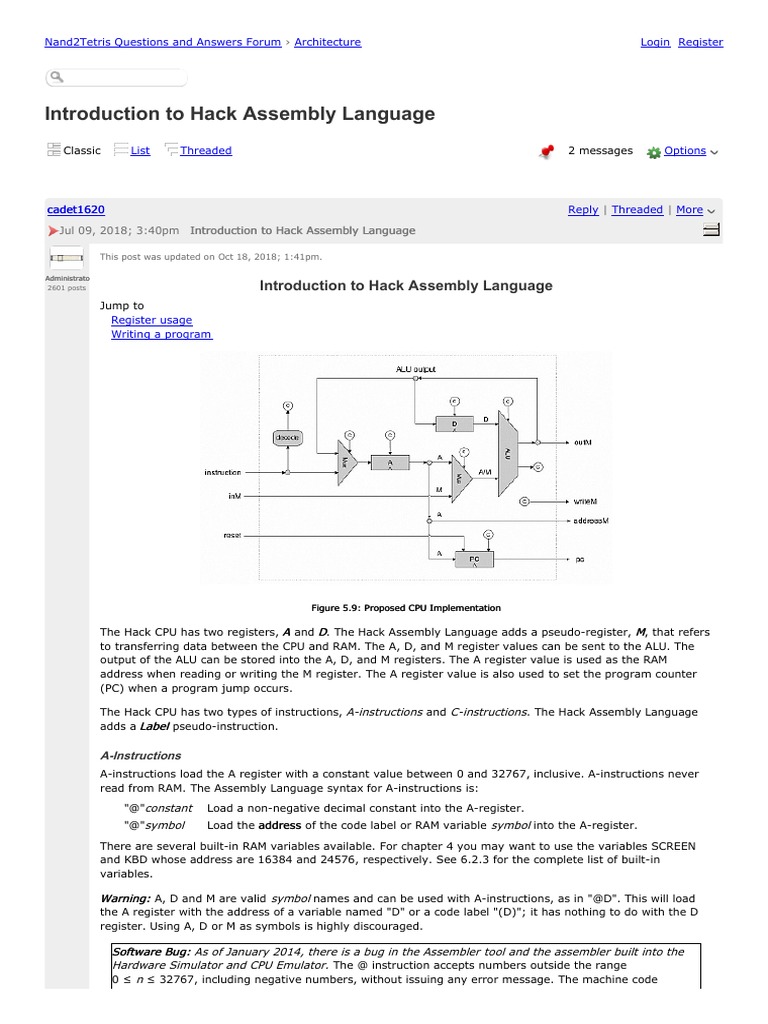 Introduction To Hack Assembly | Download Free PDF | Assembly Language ...