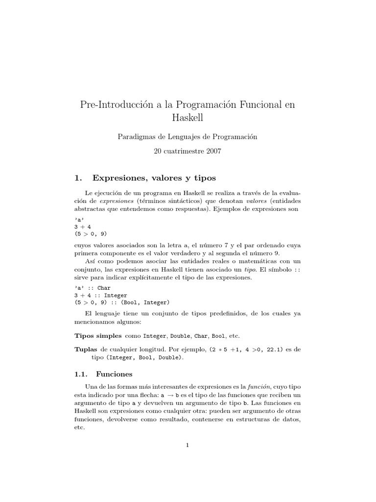 Introducción a Haskell y Programación Funcional | PDF | Función ...