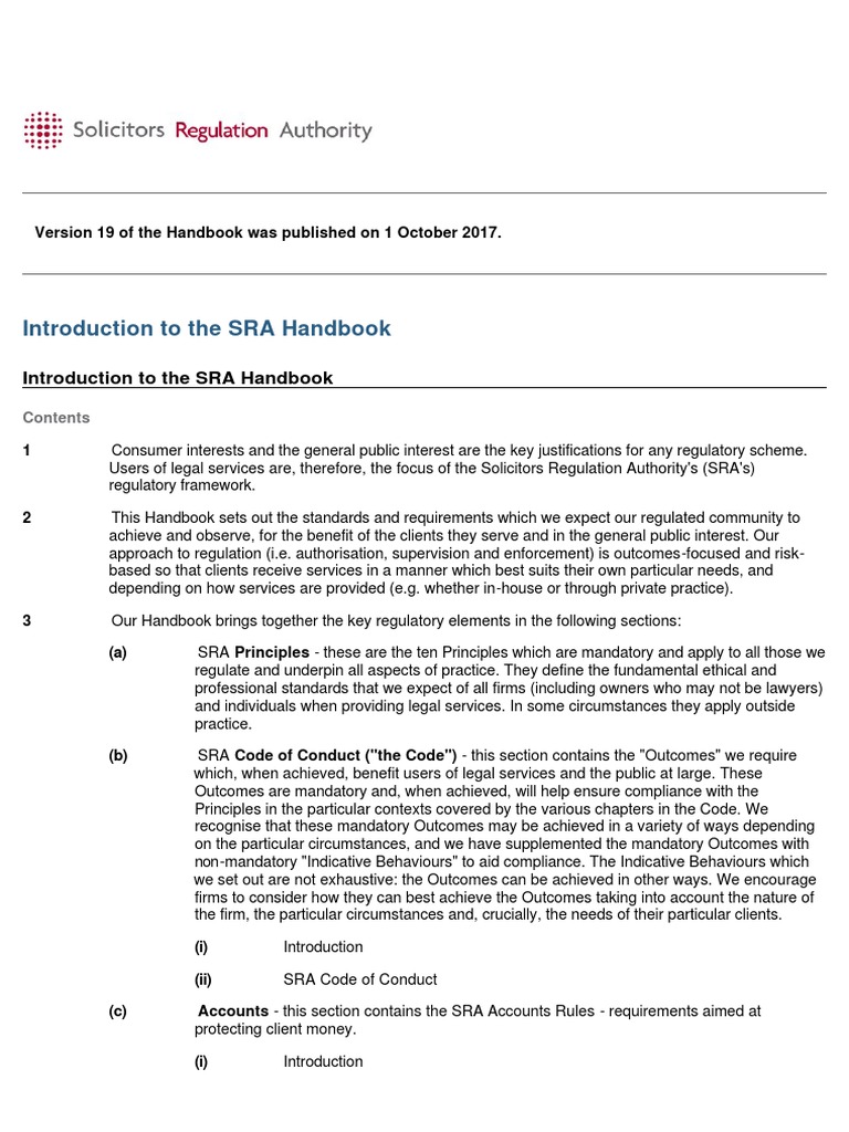 SRA Handbook Overview and Principles | PDF | Equal Opportunity | Lawyer