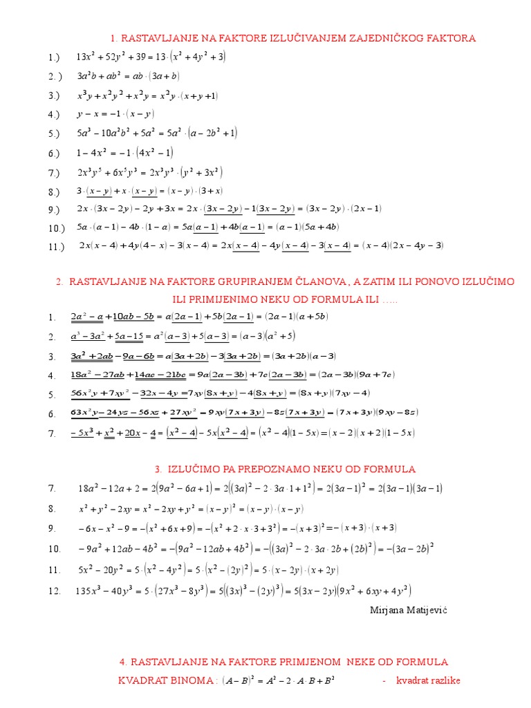 Faktorizacija 1 | PDF