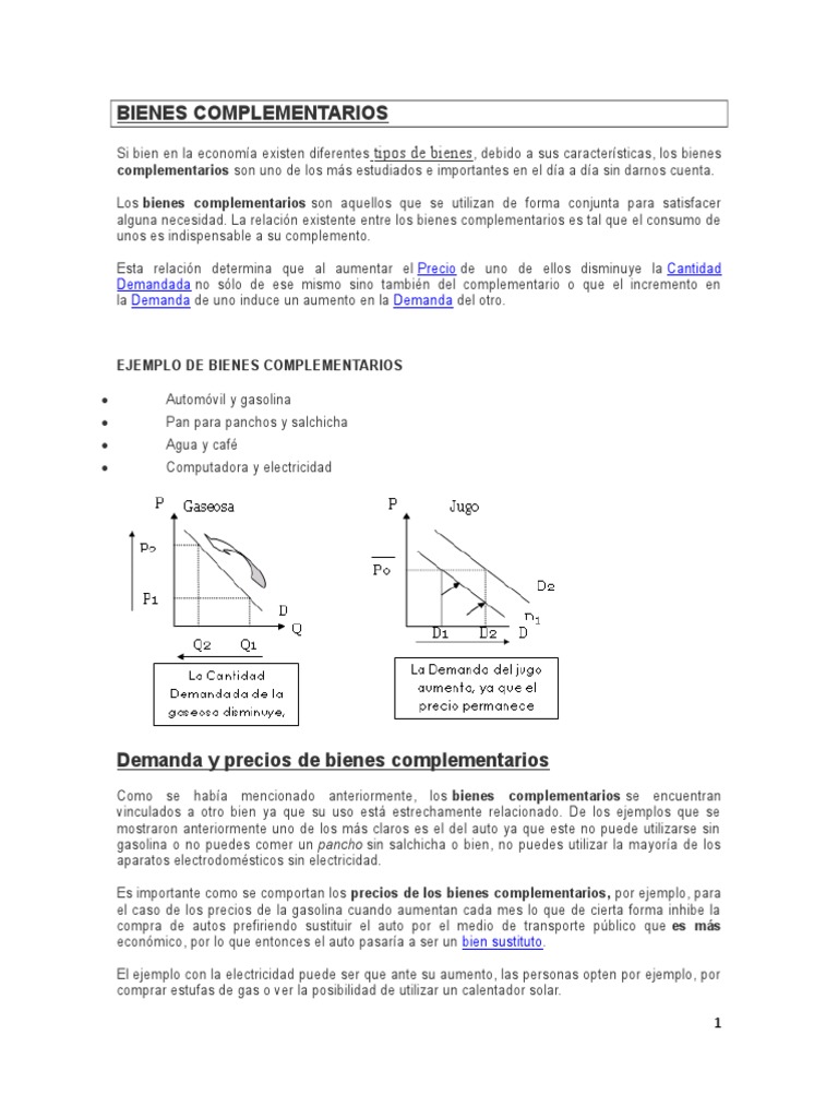 Bienes Complementarios y Suplementarios | PDF | Elasticidad (economía ...