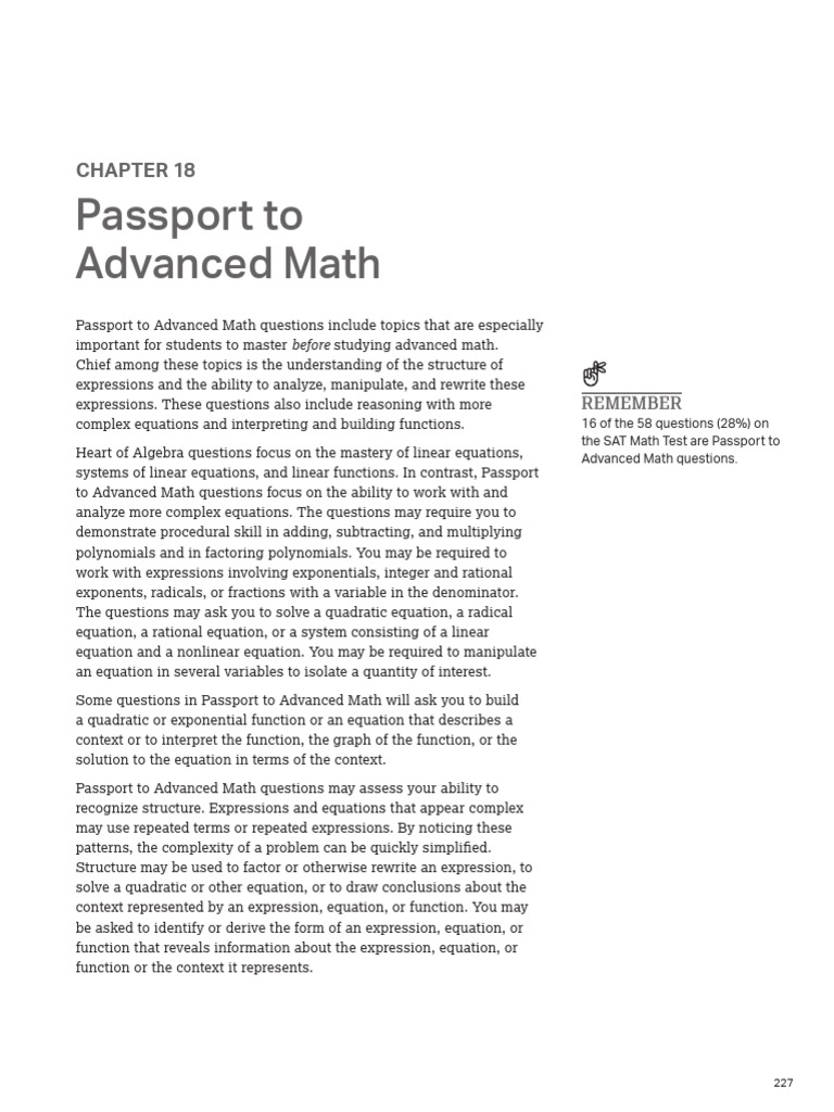 SAT Math: Passport to Advanced Math | PDF | Quadratic Equation | Equations