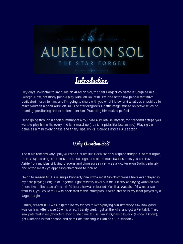 Aurelion Sol Guide | PDF | Nature | Leisure