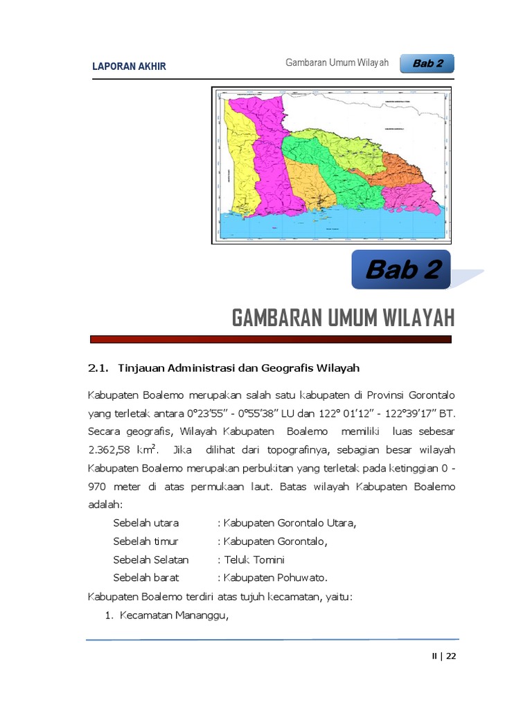 Gambaran Umum Wilayah Kab Boalemo | PDF