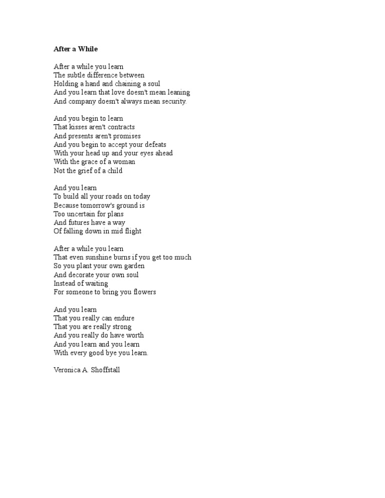 After a While - Veronica A. Shoffstall