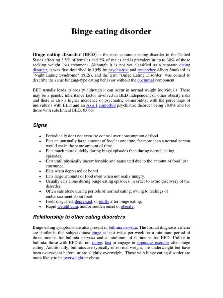Binge Eating Disorder | PDF | Binge Eating Disorder | Eating Disorder