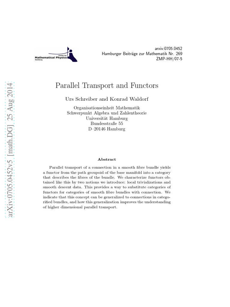 Parallel Transport and Functors | PDF | Differentiable Manifold ...