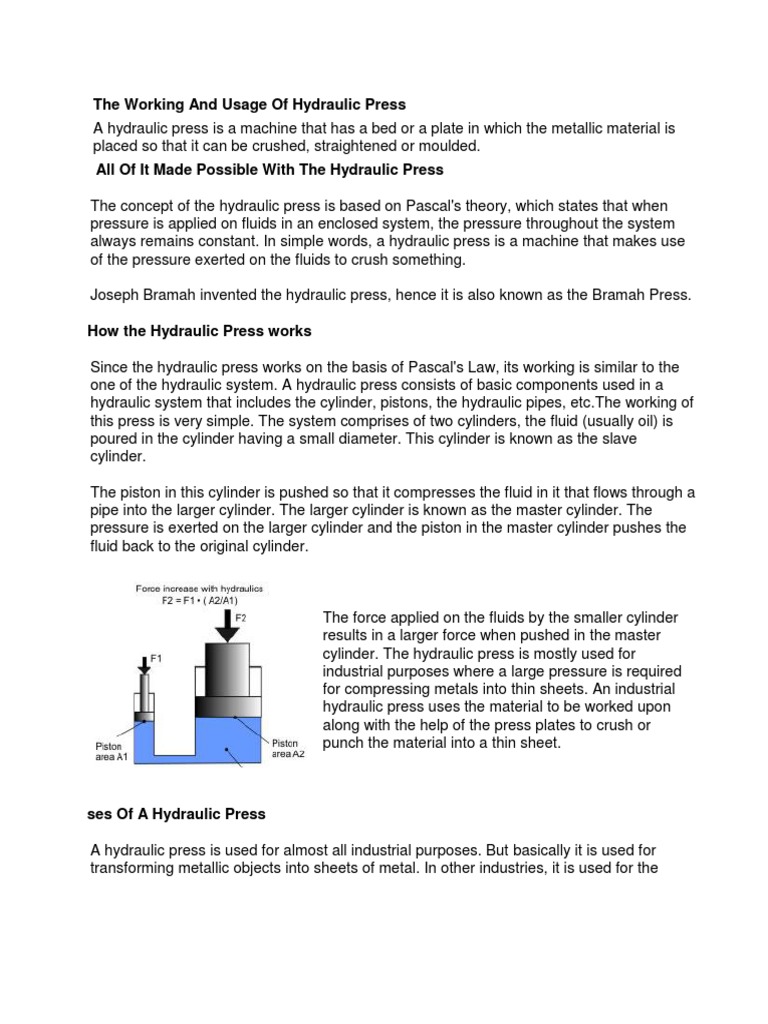 Hydraulic Press | PDF | Hydraulics | Cylinder (Engine)